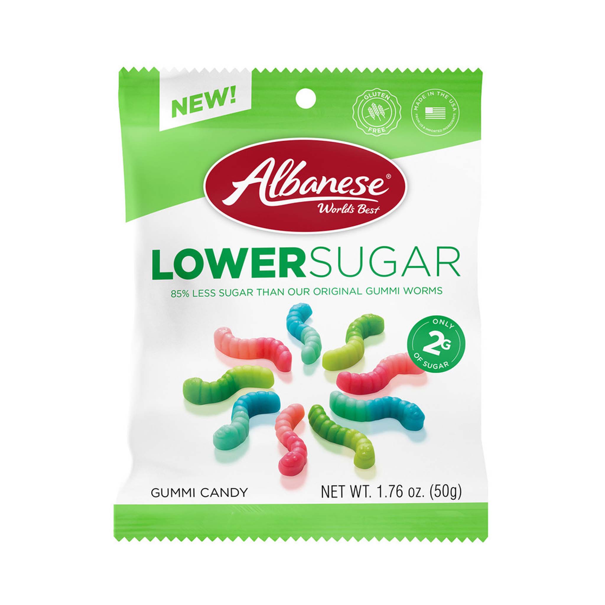 Lower Sugar Gummi Worms - 1.76 oz – Bulk Candy Store