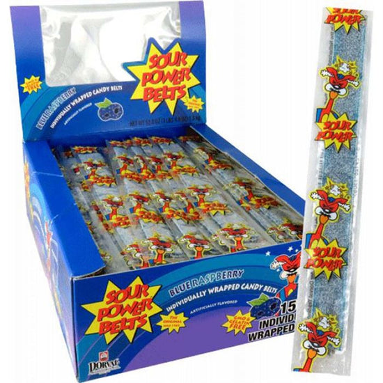 Sour Power Wrapped Blue Raspberry Belts - 150 Count Box – Bulk Candy Store